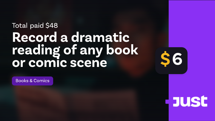Record a dramatic reading of any book or comic scene | Just Books & Comics